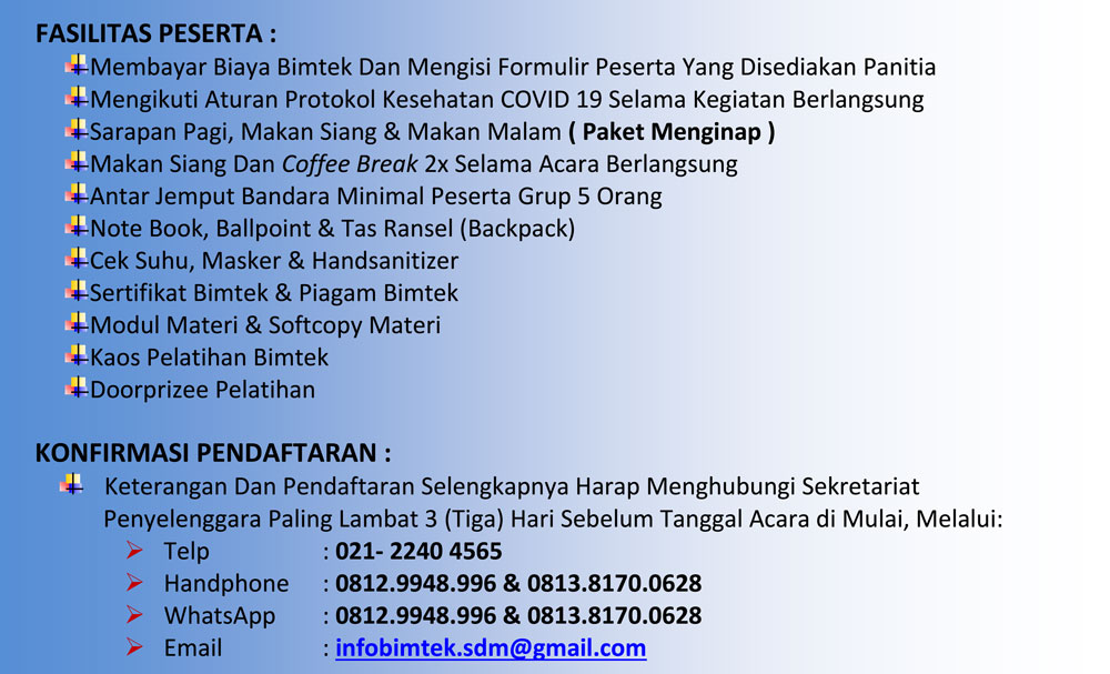 Fasilitas Peserta & Biaya Bimtek | Info Bimtek dan Diklat - www ...